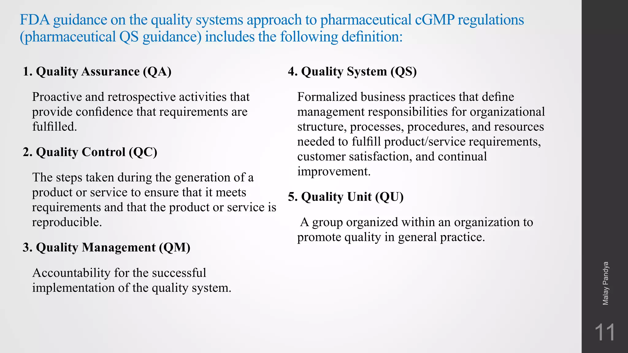 Role of quality systems and audits in pharmaceutical manufacturing ...