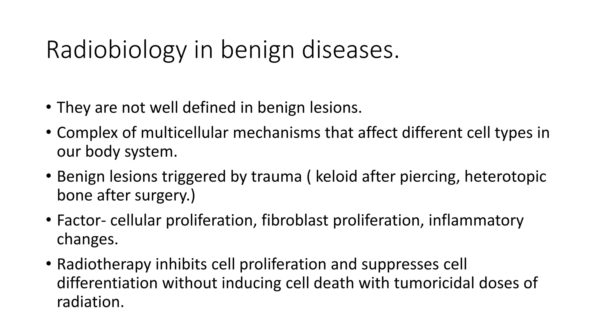 Role of radiation in benign conditions | PPTX