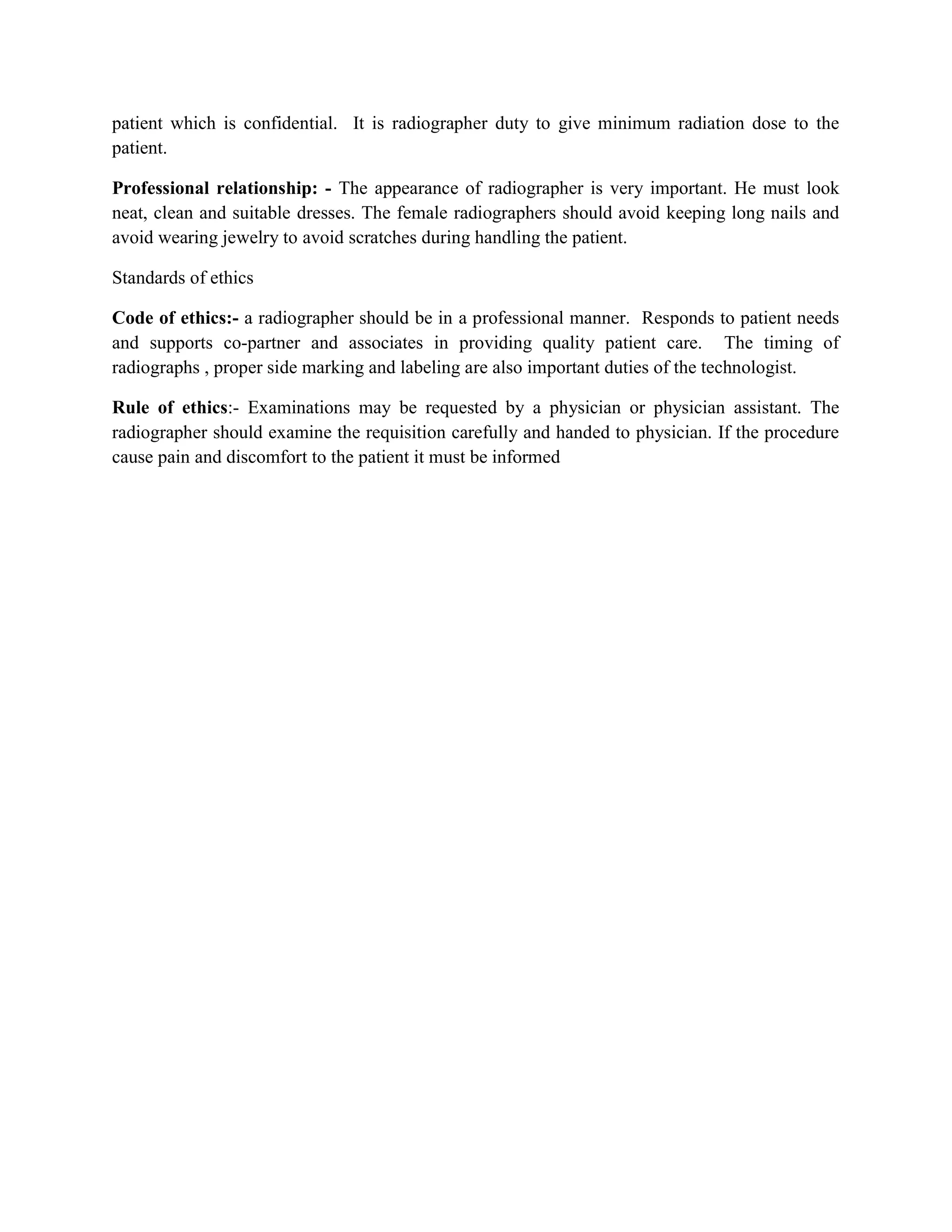 Role of radiographer | PDF