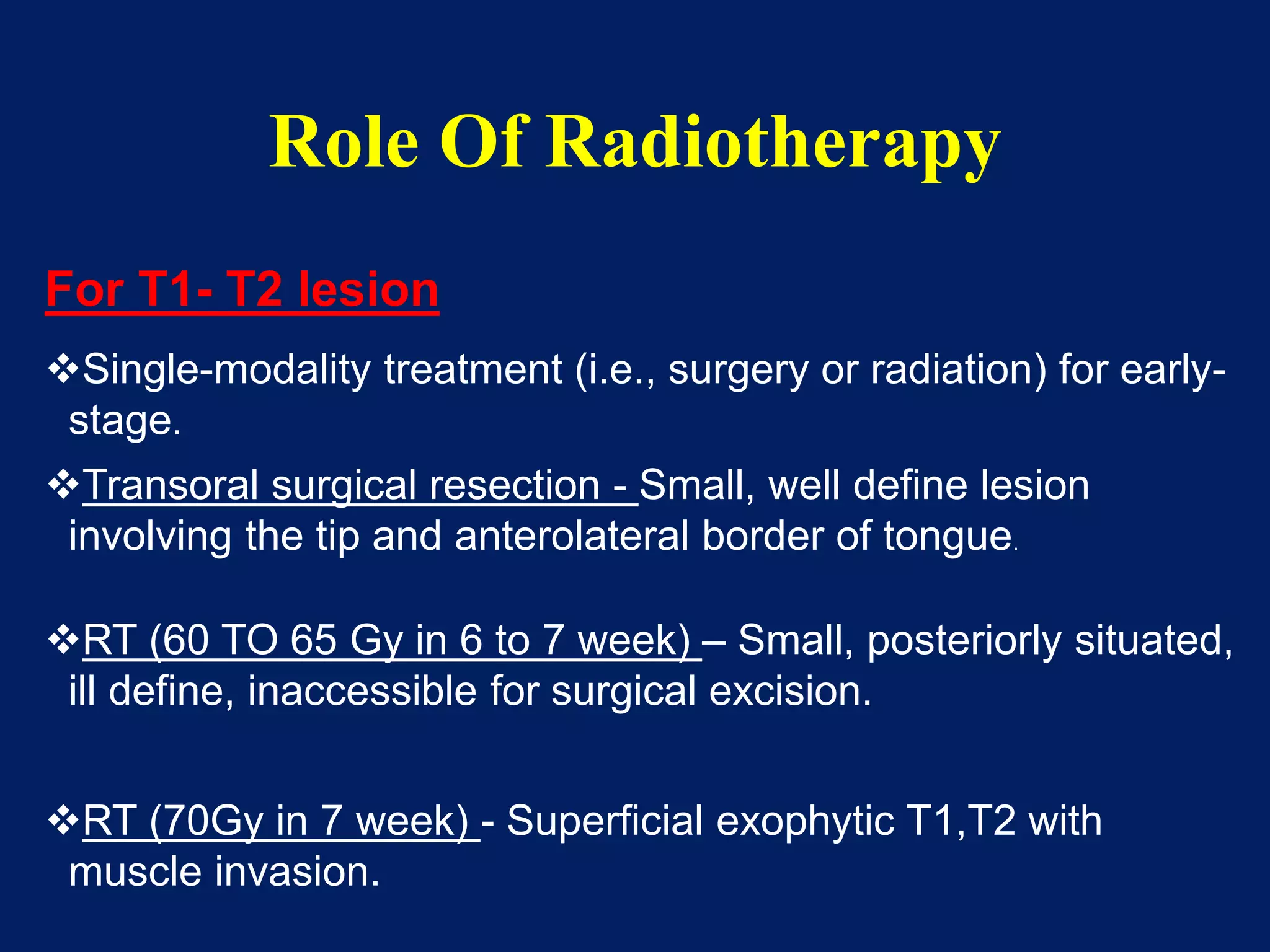 Role of radiotherapy and chemotherapy in oral cavity cancer | PPTX