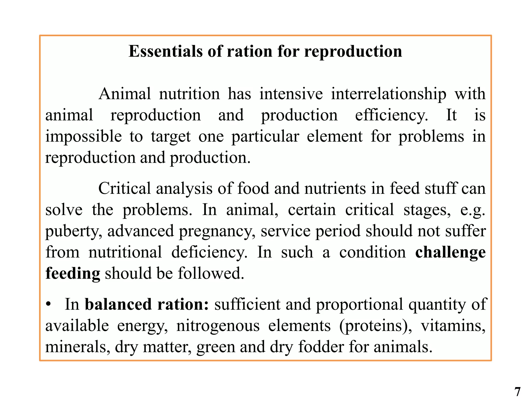 Role of ration in management of bovine fertility | PPTX