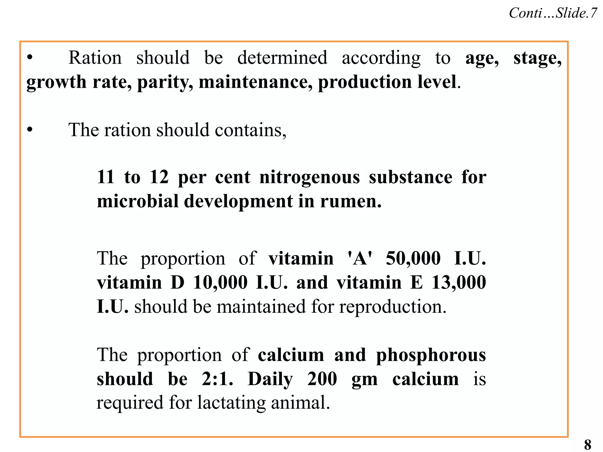 Role of ration in management of bovine fertility | PPTX