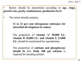 Role of ration in management of bovine fertility | PPTX