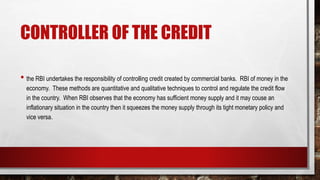 Functions of Reserve Bank of India | PPTX
