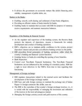 Role of rbi and customer banker relationship | DOCX