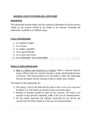 Role of rbi and customer banker relationship | DOCX