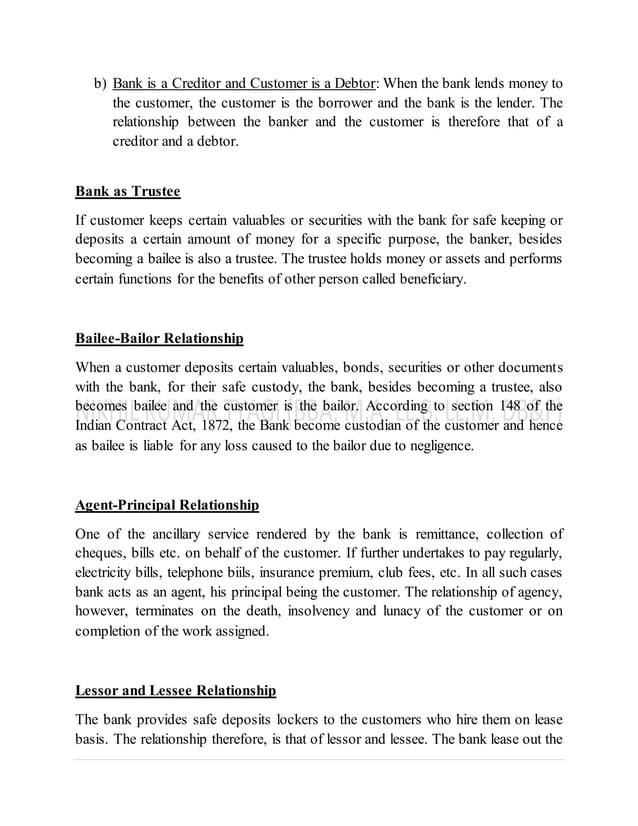 Role of rbi and customer banker relationship | DOCX