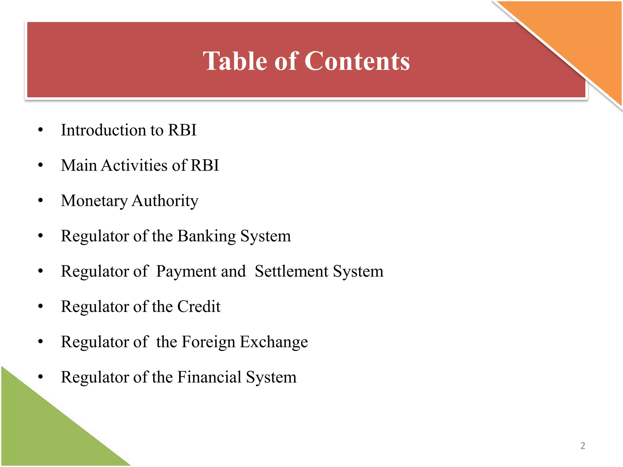 Role of rbi as a regulator | PPTX