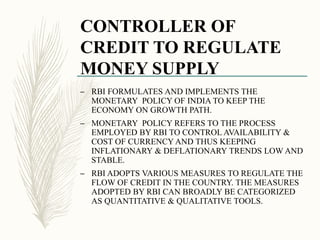 Role of rbi in controlling money supply in india | PPTX