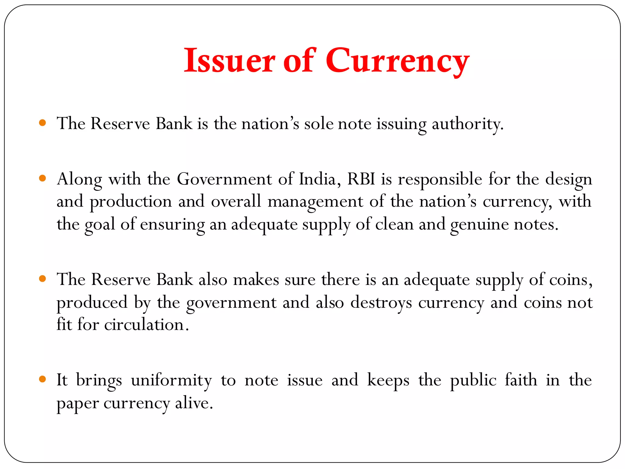 Role of rbi in indian economy | PDF