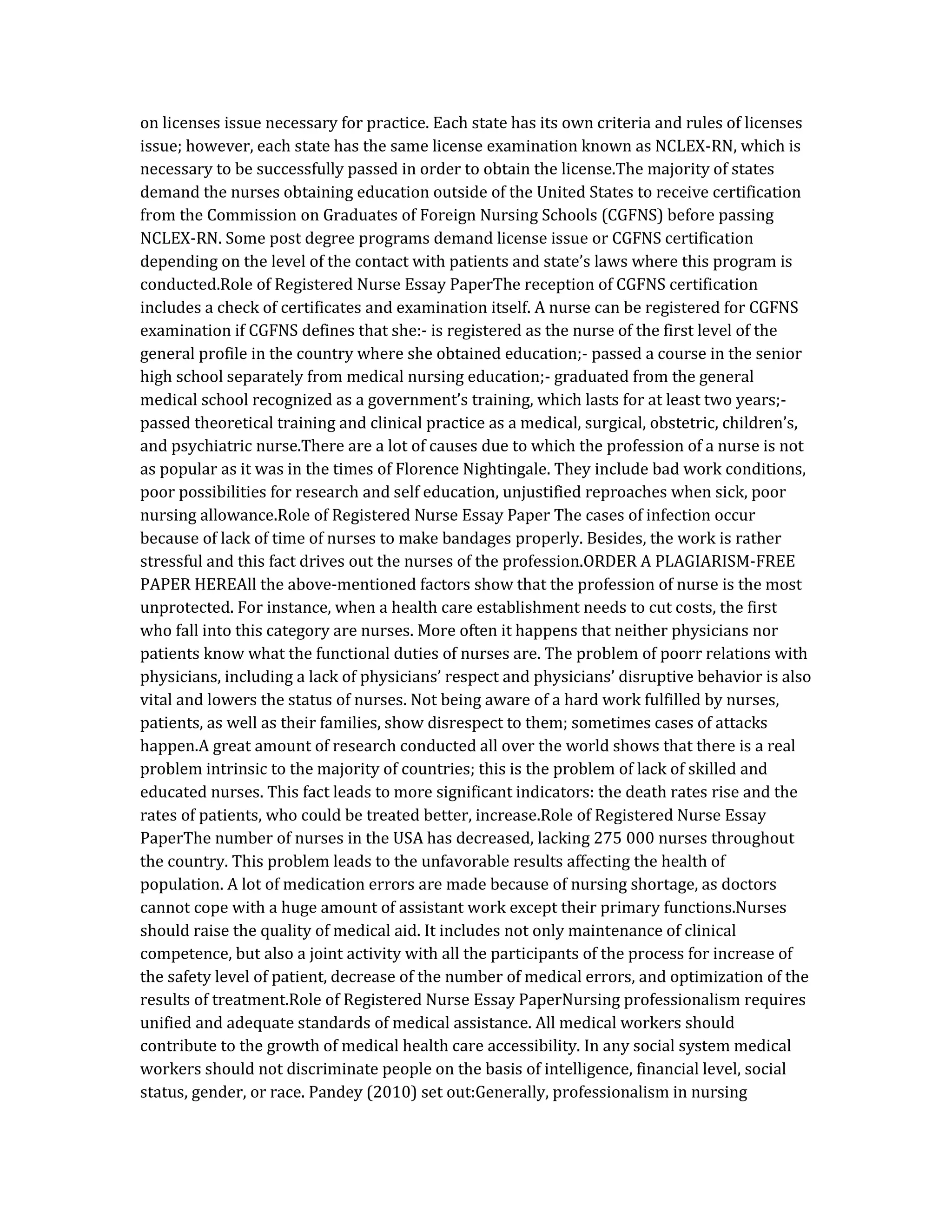 Role of Registered Nurse Essay Paper.docx
