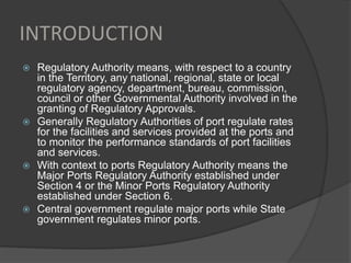 Role of regulatory authorities for trade and shipping | PPT