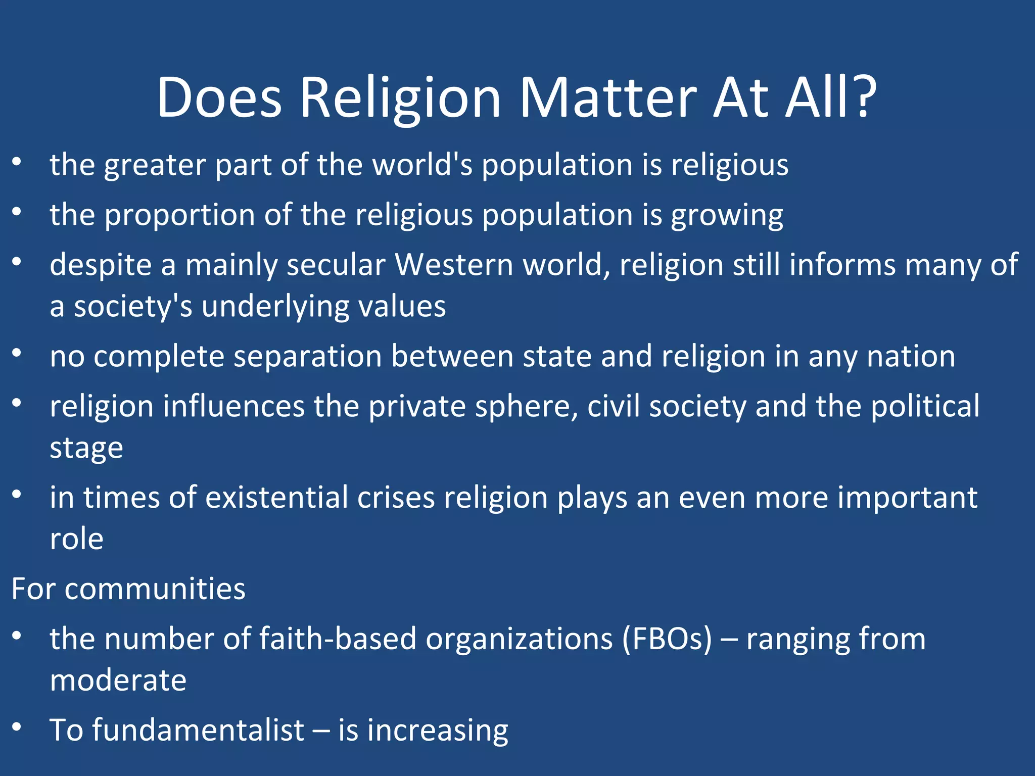 Role of religion in society and humanitarian action | PPT