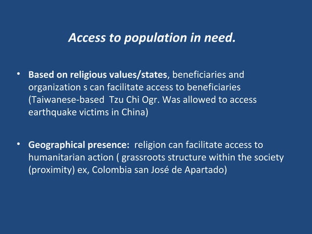 Role of religion in society and humanitarian action | PPT