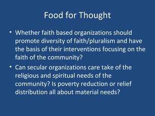 Role of religion in society and humanitarian action | PPT