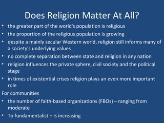 Role of religion in society and humanitarian action | PPT