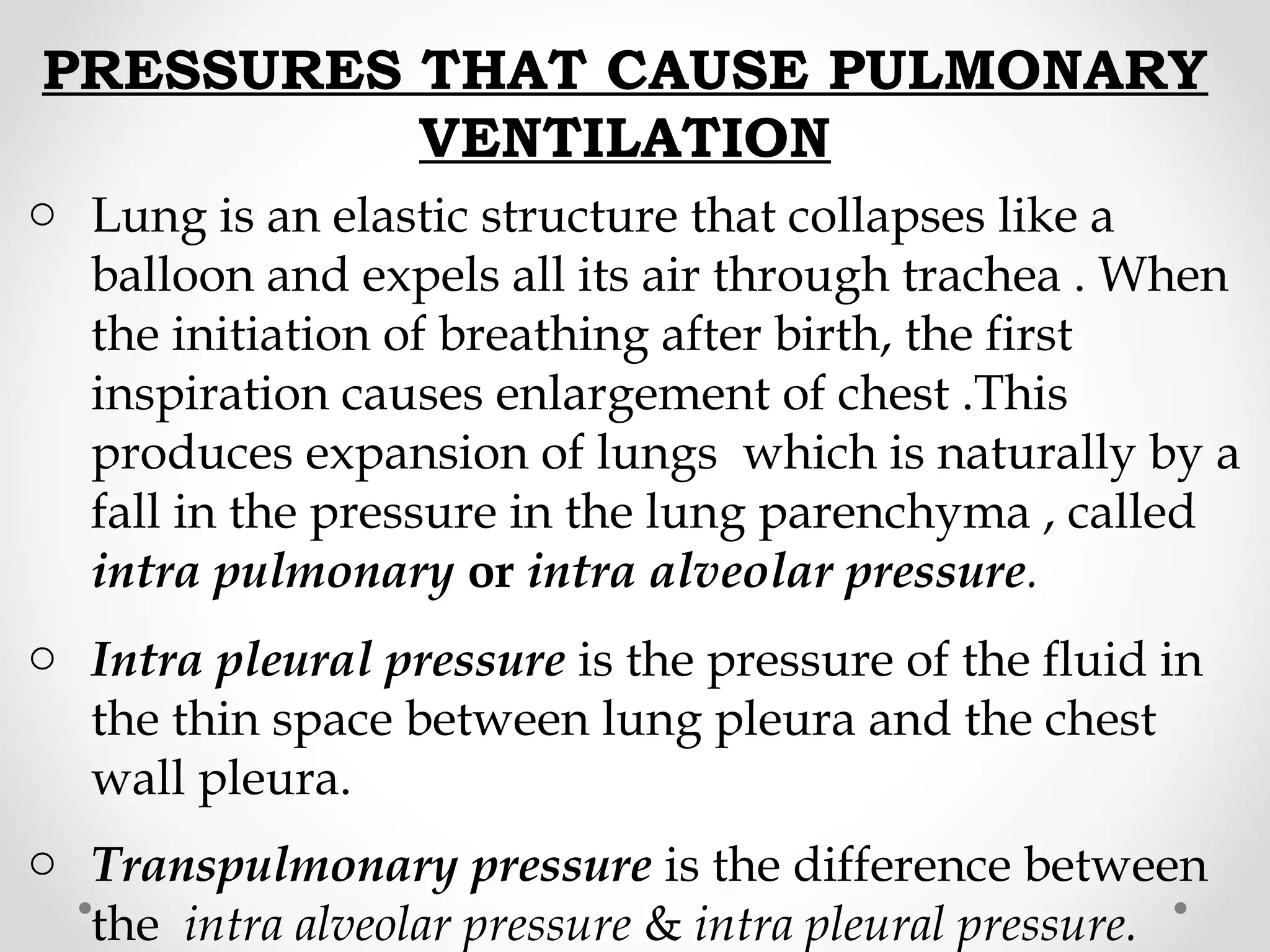 Role of respiratory muscles and various pressures in pulmonary ...