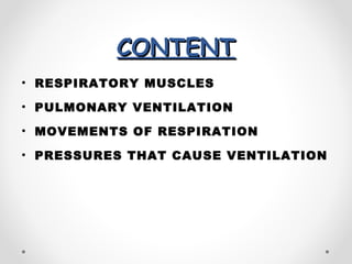 Role of respiratory muscles and various pressures in pulmonary ...