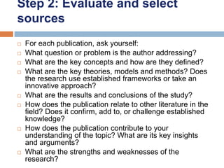 Role of review of literature in research process | PPTX