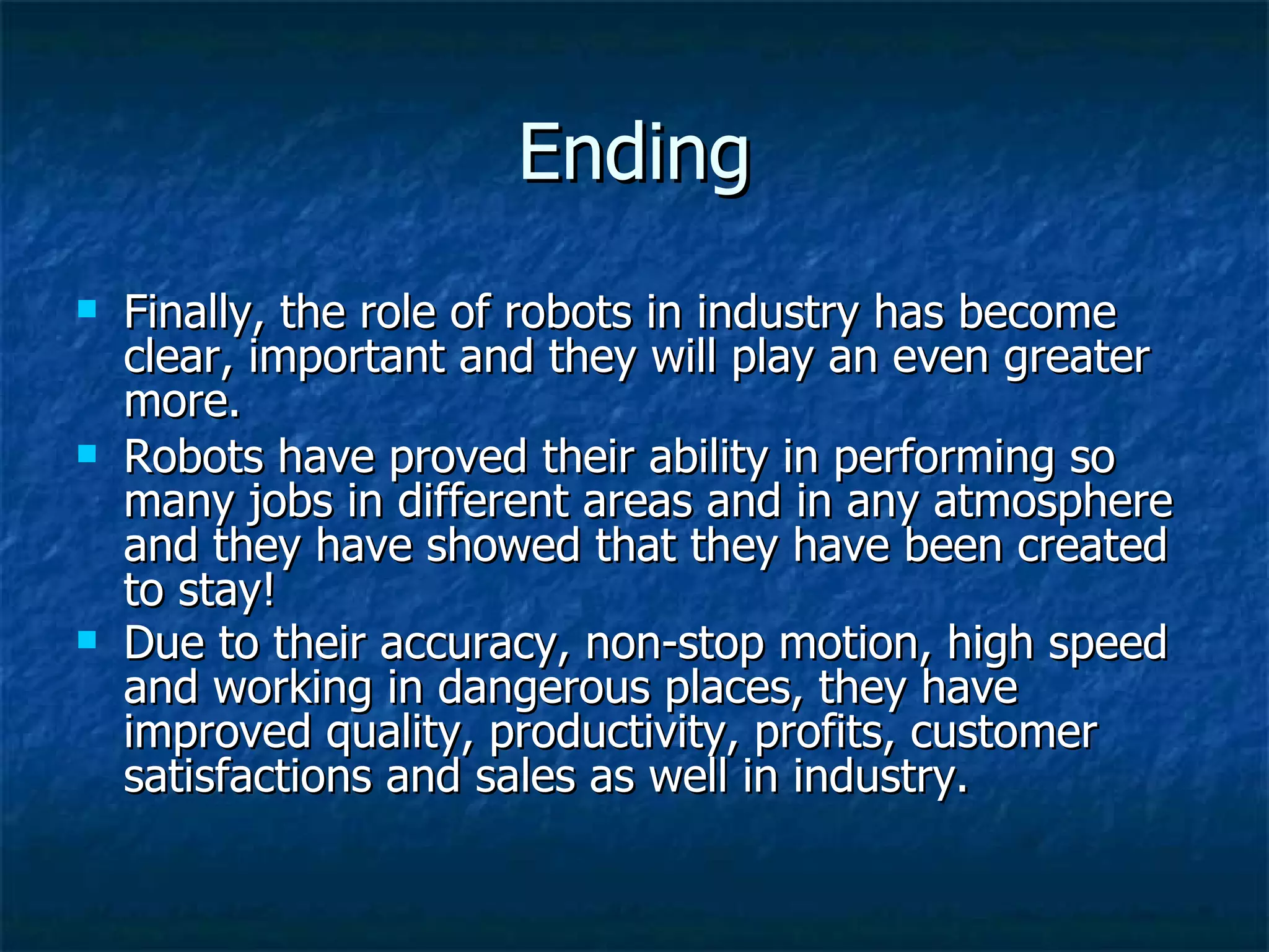 Role Of Robots | PPT