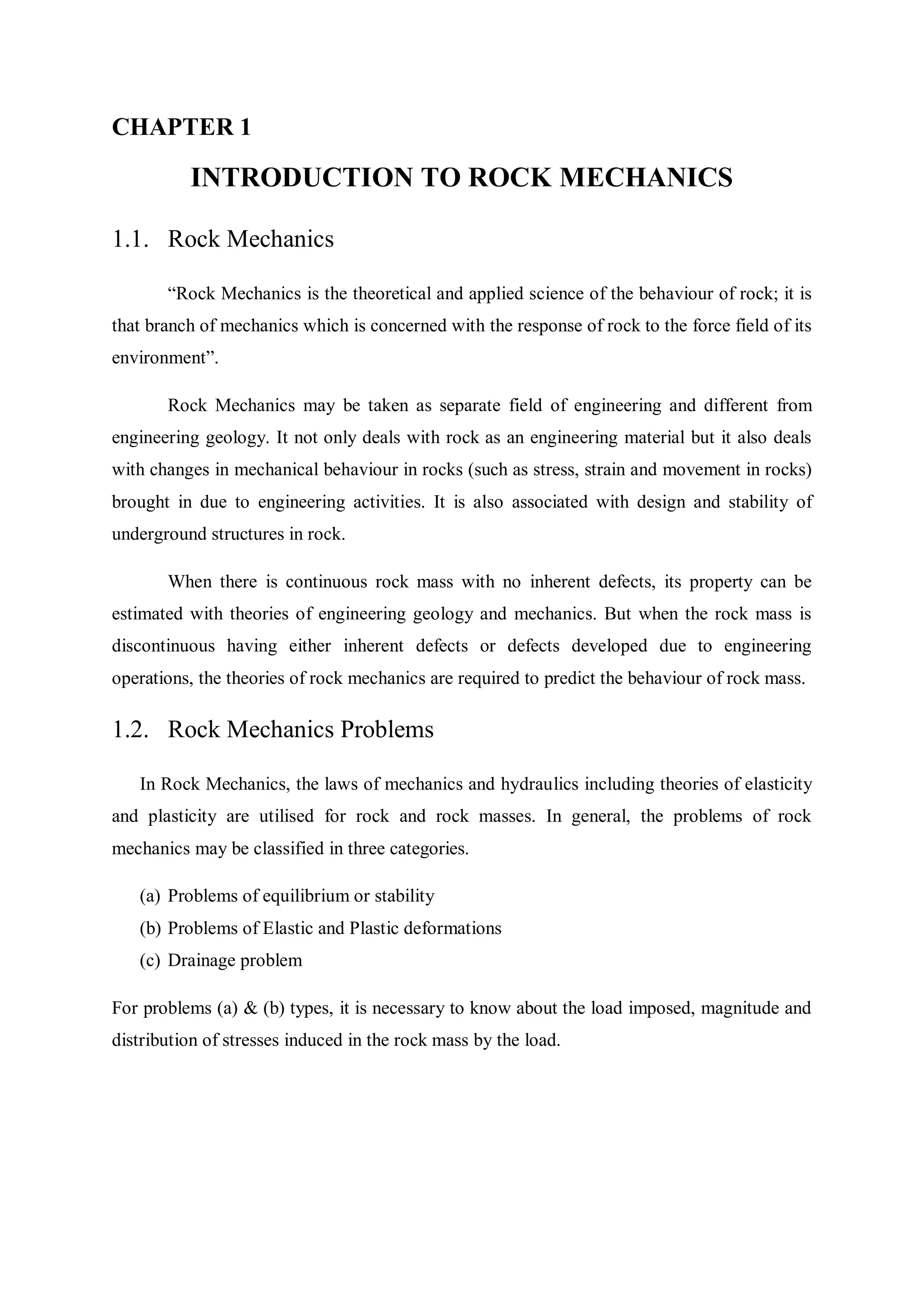 Role of Rock Mechanics in Mining Industry : Applications in Underground Mining | PDF