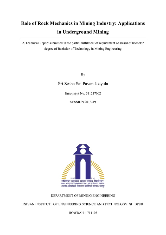 Role of Rock Mechanics in Mining Industry : Applications in Underground Mining | PDF