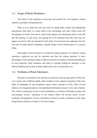 Role of Rock Mechanics in Mining Industry : Applications in Underground ...