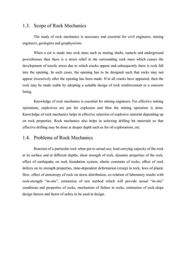 Role of Rock Mechanics in Mining Industry : Applications in Underground ...