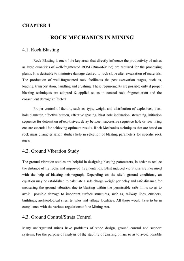 Role of Rock Mechanics in Mining Industry : Applications in Underground ...