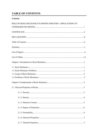 Role of Rock Mechanics in Mining Industry : Applications in Underground ...