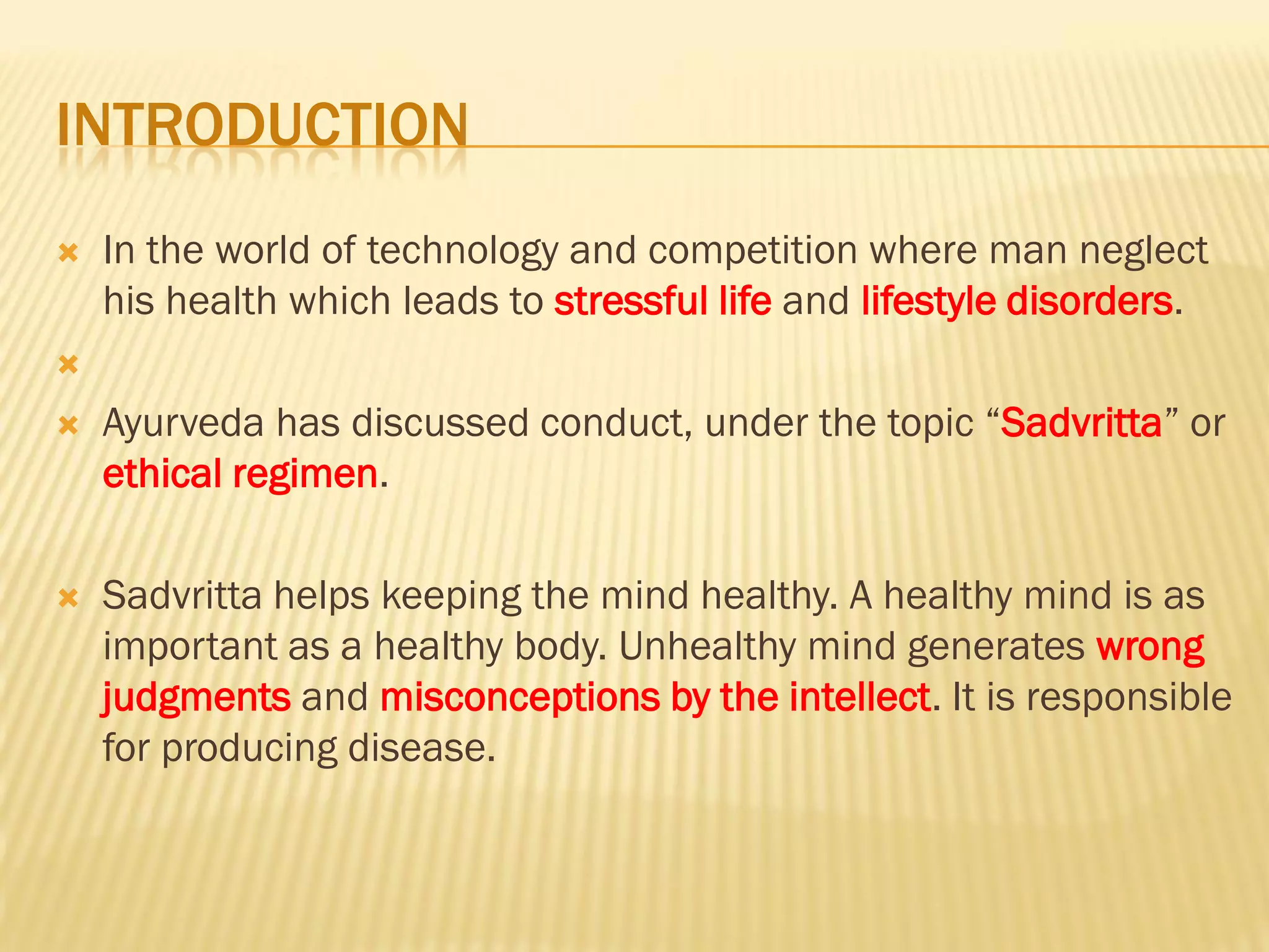 Role of sadvritta | PDF
