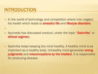 Role of sadvritta | PDF