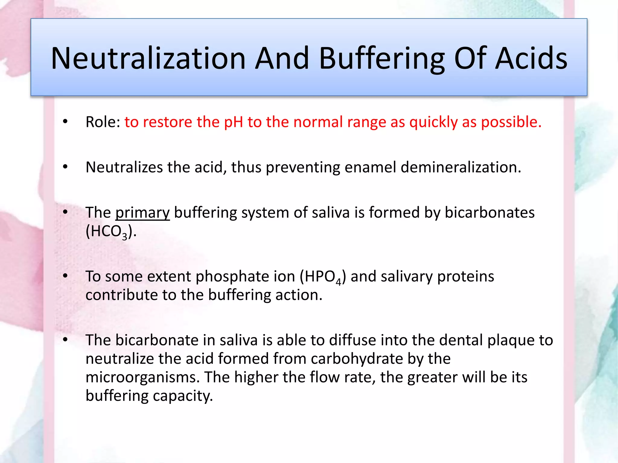 Role of saliva, ph, diet in caries.. | PPTX