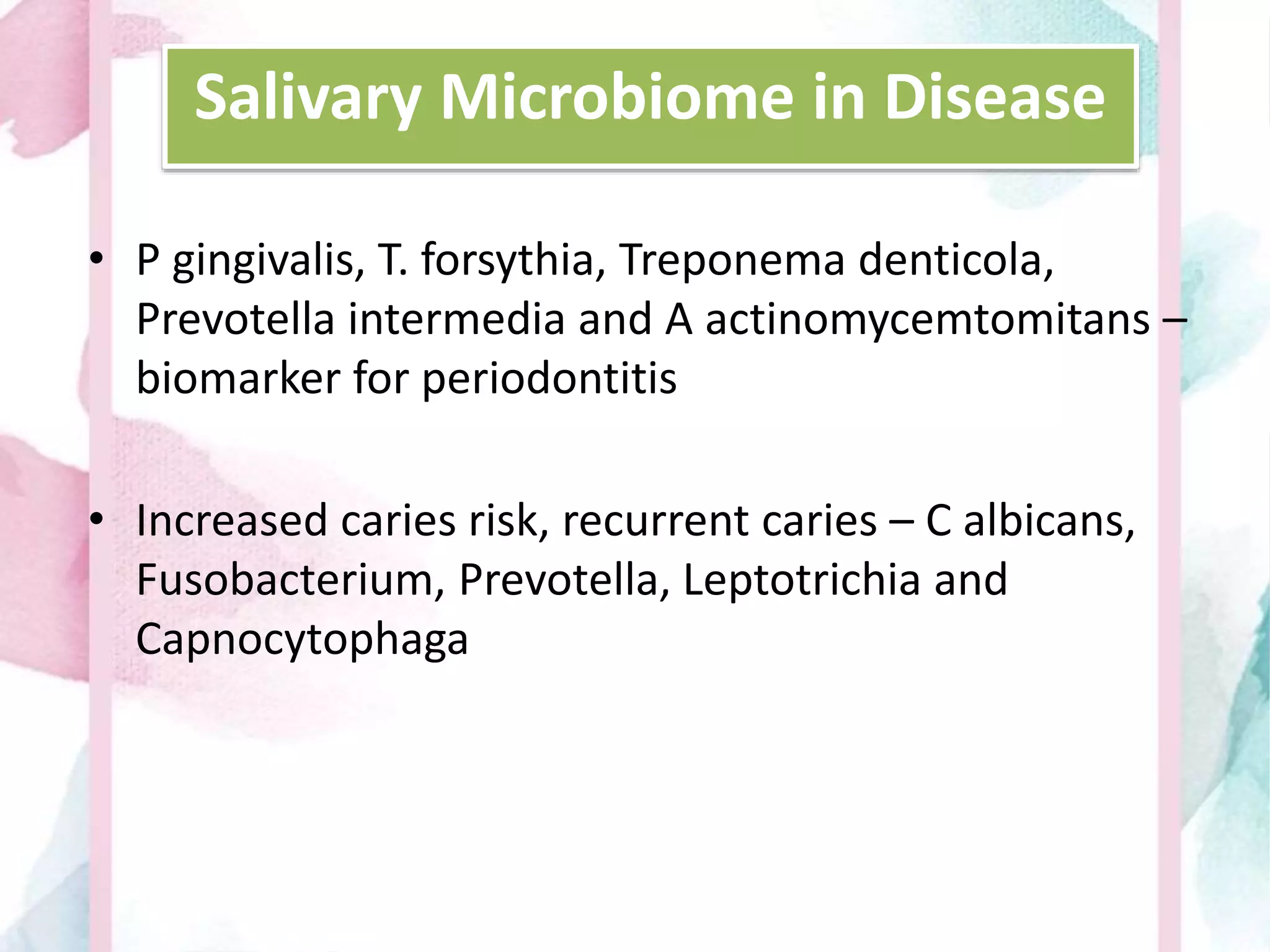 Role of saliva, ph, diet in caries.. | PPTX