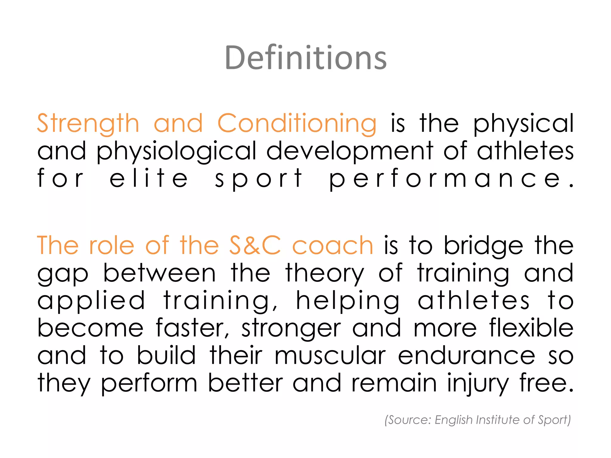 The Role of the Strength and Conditioning Coach | PPTX