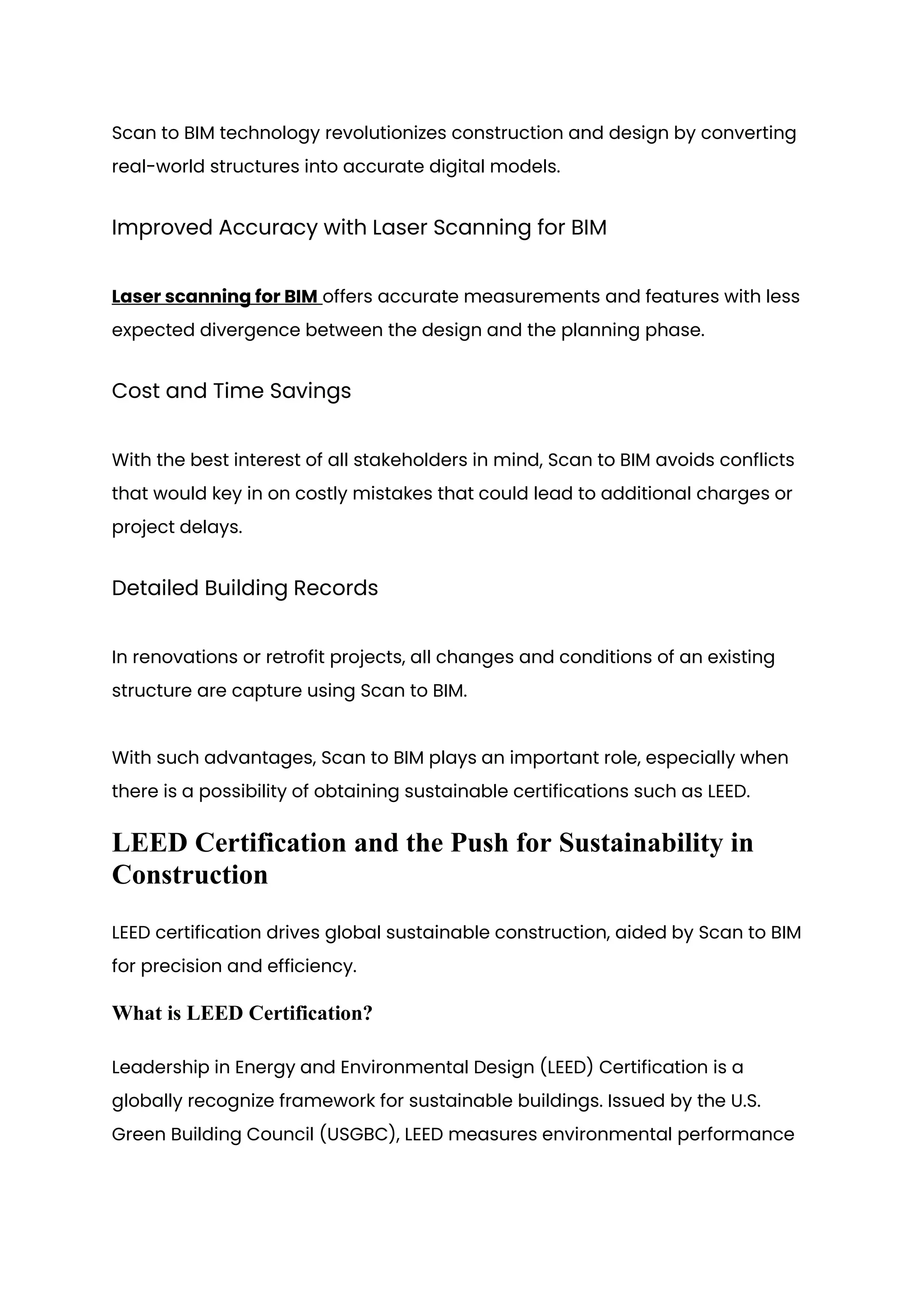 Role of Scan to BIM in LEED Certification Success | PDF