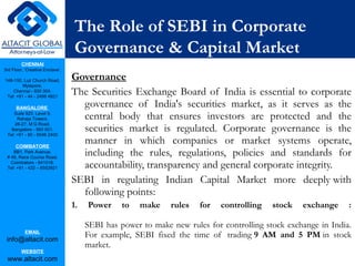 Role of sebi in market management and corporate governance | PPT