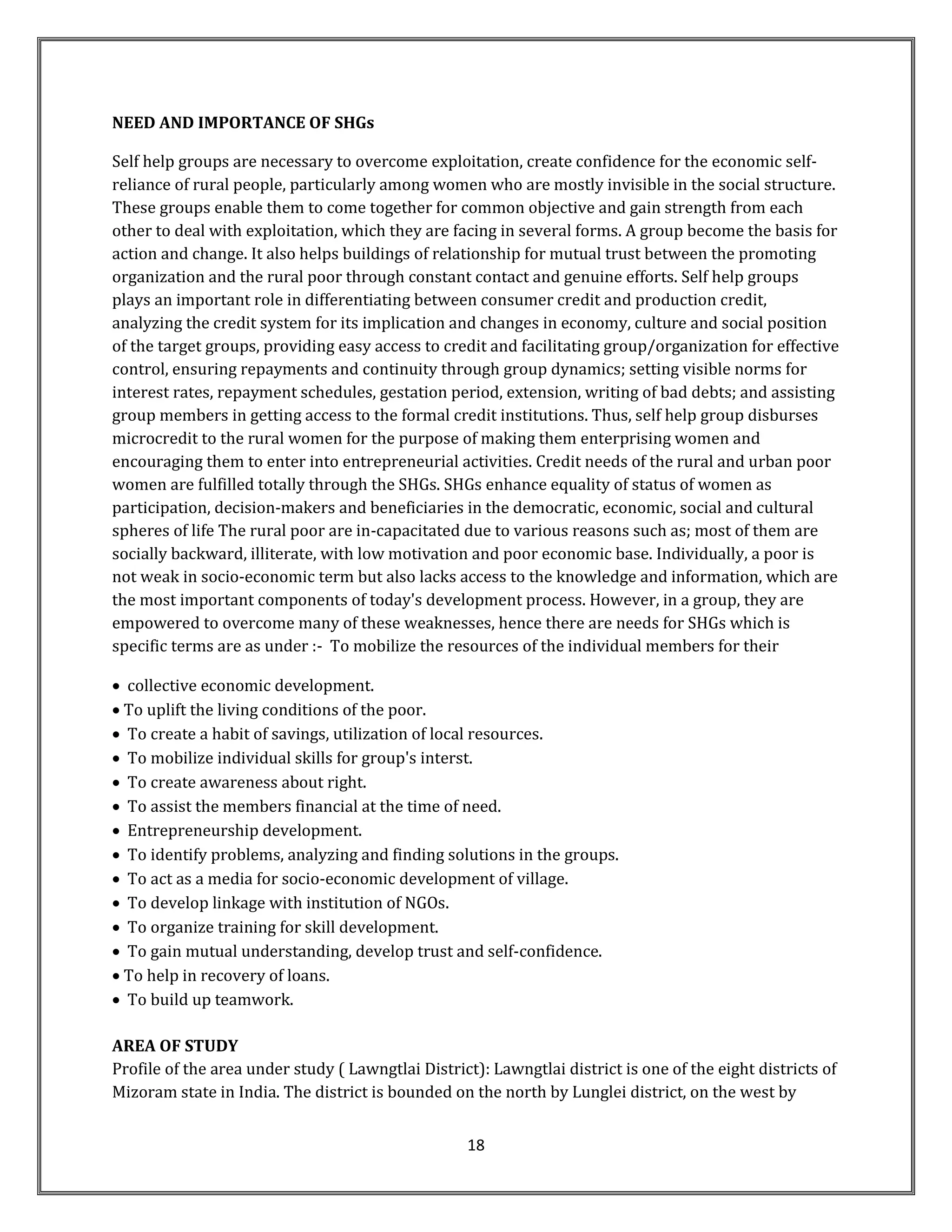 ROLE OF self help group in economic development-1.pdf | Government ...