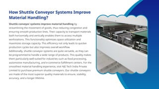 Role of Shuttle Conveyor System in Material Handling | PPT