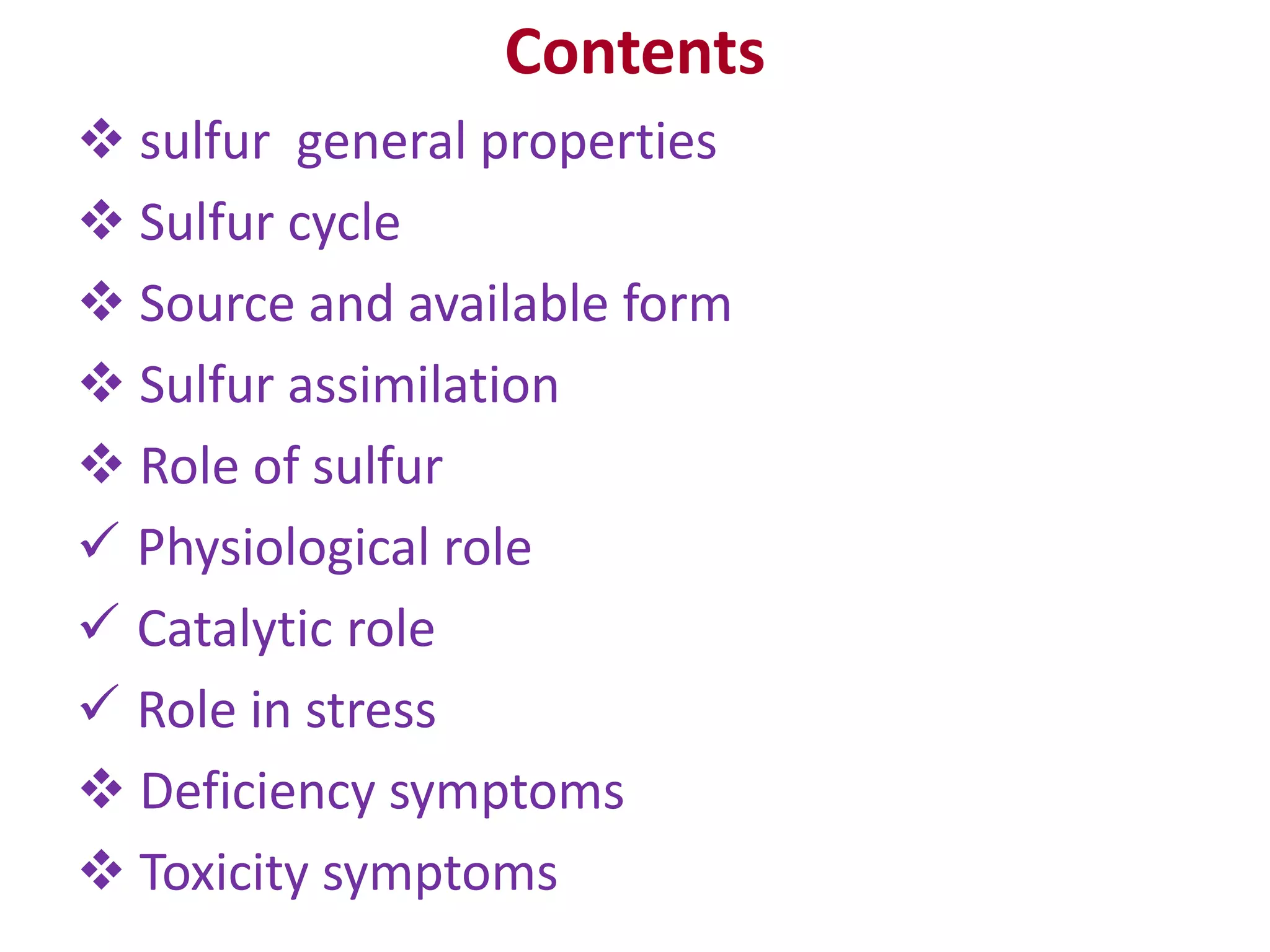 Role of Sulfur in plants | PPTX