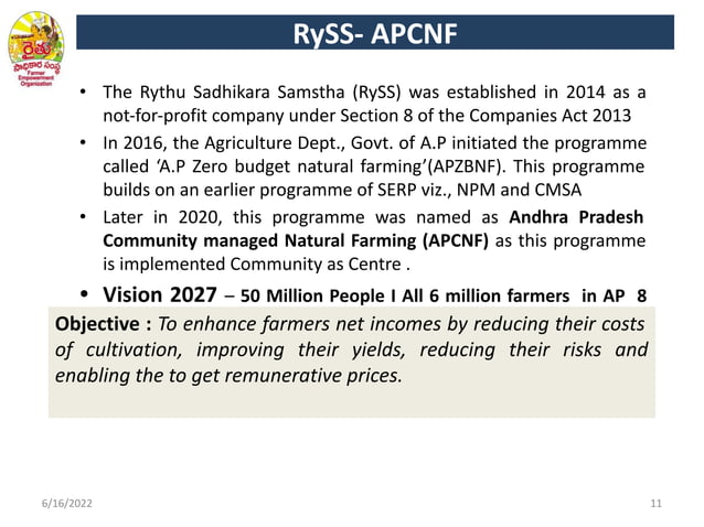 Role of Social capital Natural farming programme in Andhra Pradesh | PPT
