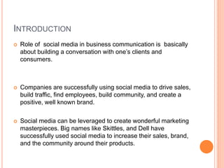 Role of social media in business communication | PPTX