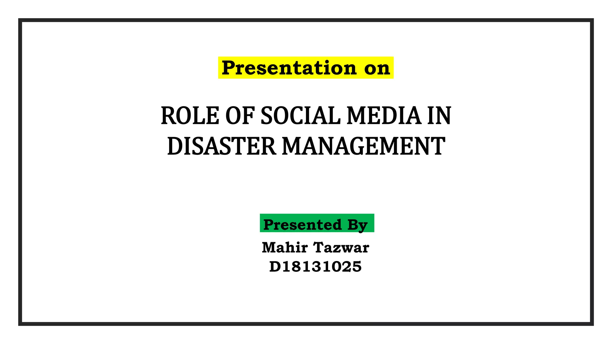 Role of social media in disaster management | PDF