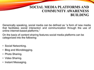 Role of social media on community awareness | PPT