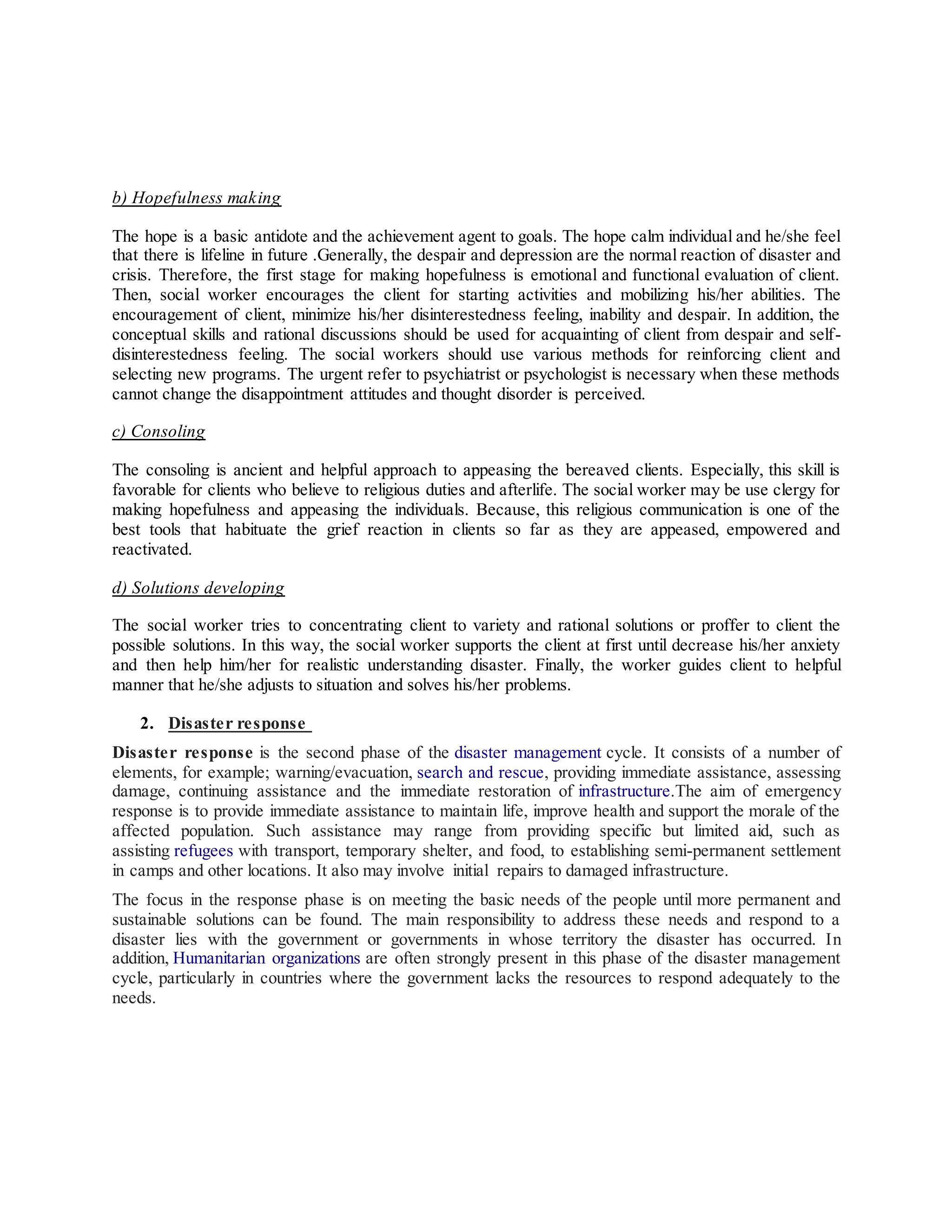 Role of social worker in disaster management | DOCX