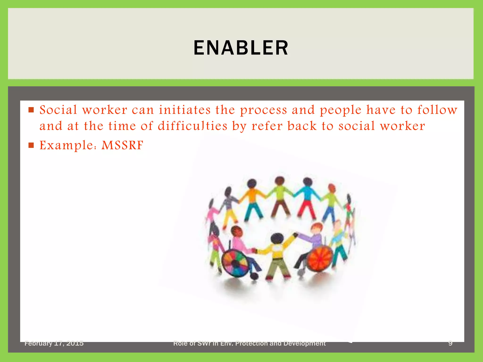 Role of social worker in environmental development and improvement | PPTX