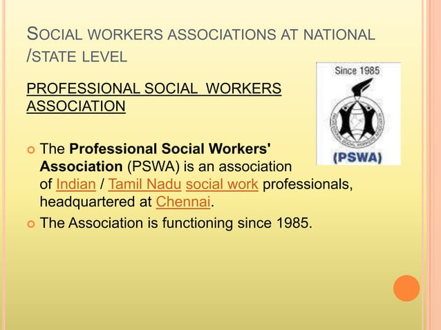 Role of social workers asociations | PPT