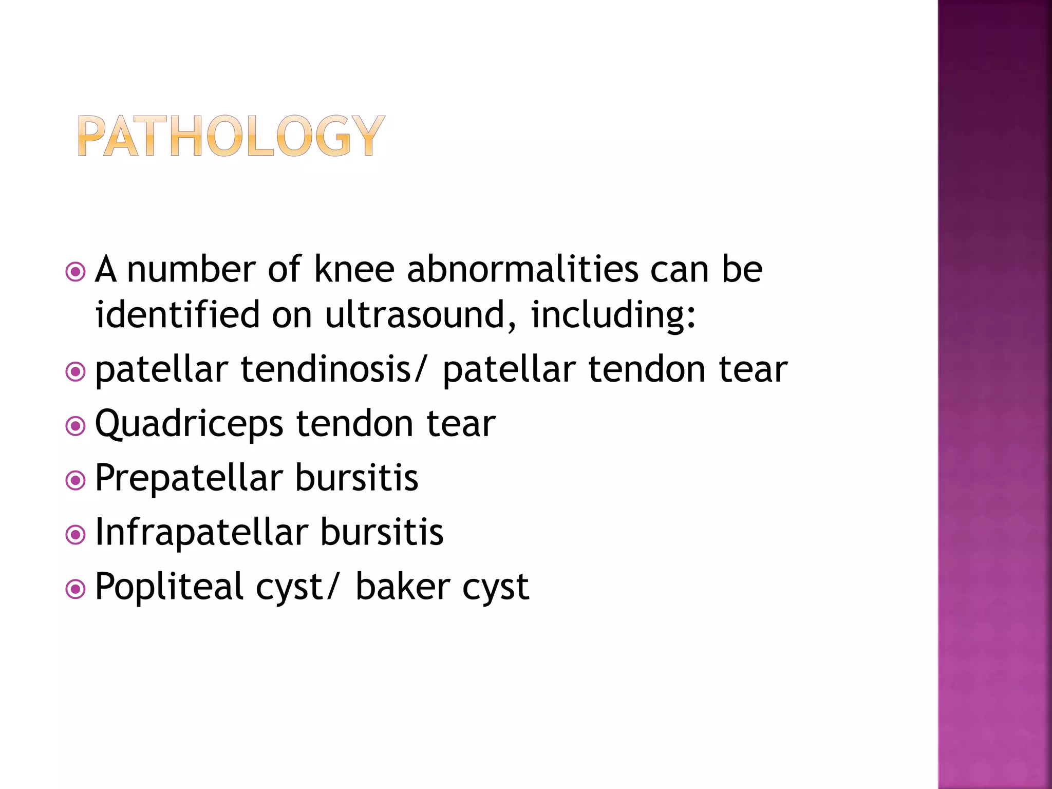 Role of sonography in knee joint diseases | PPT | Death, Injury, or ...