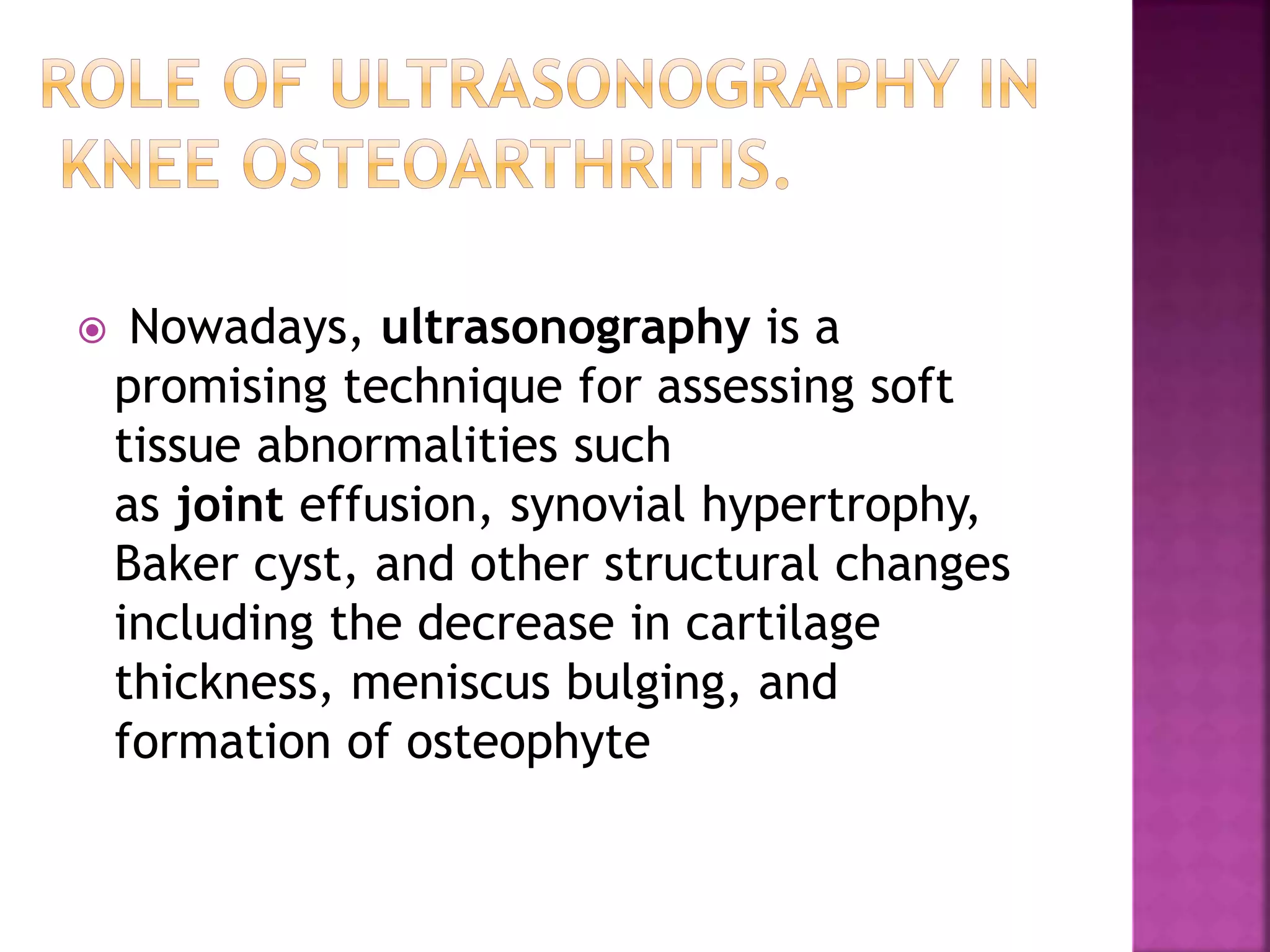 Role of sonography in knee joint diseases | PPT