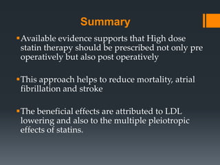 Role of statins in secondary prevention in cabg | PPTX